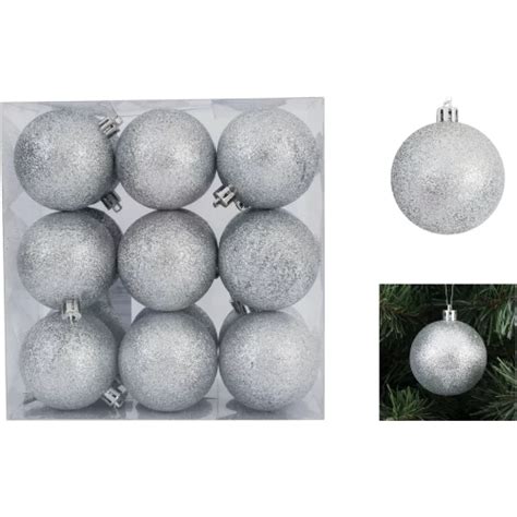 Набор елочных шаров ø6 см пластик серебряный 18 шт