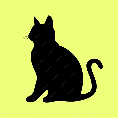 Premium Vector Black Cat Silhouette The Cat Is Sitting Domestic Cat