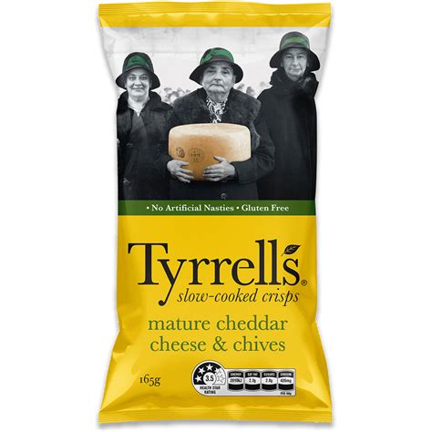 Buy Premium Quality Tyrrells Potato Chips Mature Cheddar Cheese And Chive From Harris Farm