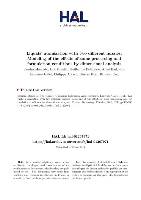 Pdf Liquids Atomization With Two Different Nozzles Modeling Of The
