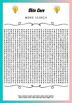 Skin Care Word Search Exciting Challenge Ready To Go Activity Sheet