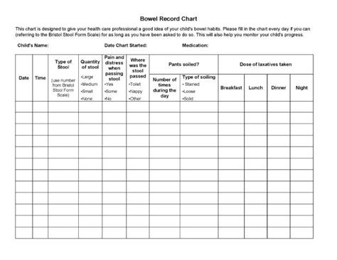 Free Printable Bowel Movement Record Chart