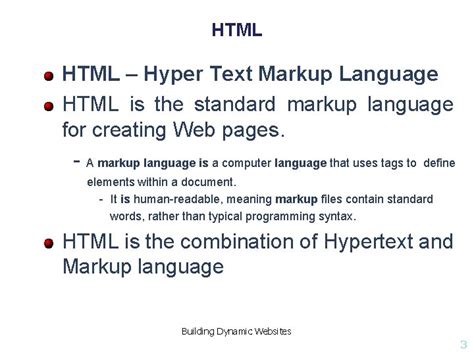 Web Designs Languages Introduction To Html Building Dynamic