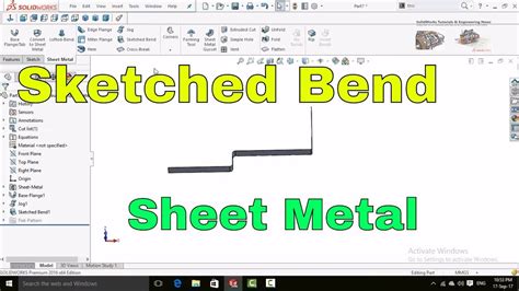 Solidworks Tutorial Sketched Bend Command Sheet Metal Tutorial Youtube