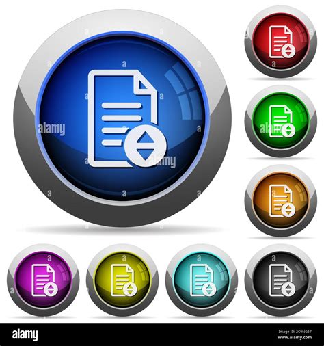 Document Scrolling Icons In Round Glossy Buttons With Steel Frames Stock Vector Image Art Alamy