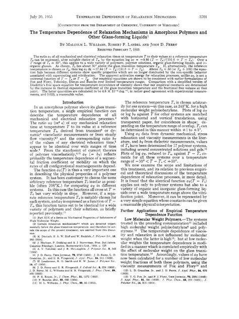 Williams Landel Ferry Jacs55 Pdf Pdf Viscosity Temperature