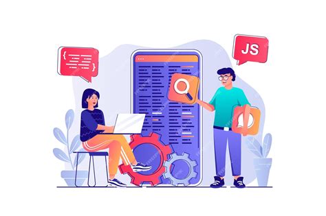 Premium Vector App Development Concept With People Scene Man And