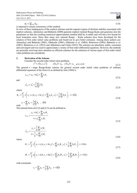 Development Of Implicit Rational Runge Kutta Schemes For Second Order Ordinary Differential