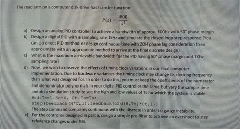 Solved The Read Arm On A Computer Disk Drive Has Transter Chegg