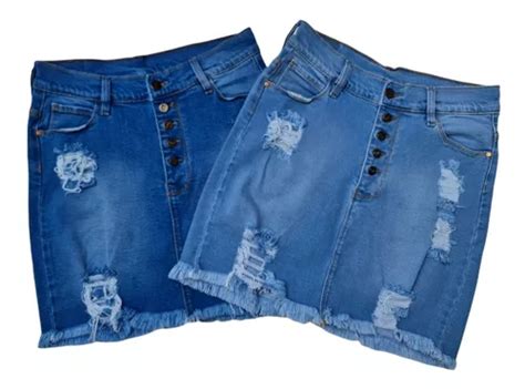 Minifalda Con Botones Y Roturas Cuotas Sin Inter S