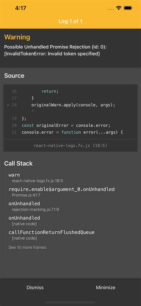 Possible Handled Promise Rejection Invalidtokenerror Invalid Token