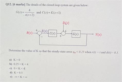 solved q12 [6 marks] the details of the closed loop system