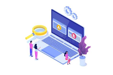 A B Comparison Split Testing Isometric Concept Stock Vector Illustration Of Analytics