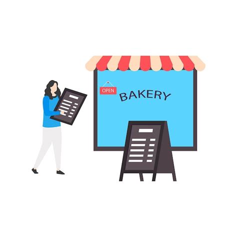 Premium Vector The Girl Is Holding A Bakery Menu