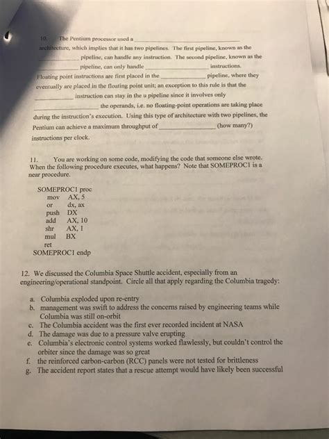 Solved The Pentium Processor Used A Architecture Which