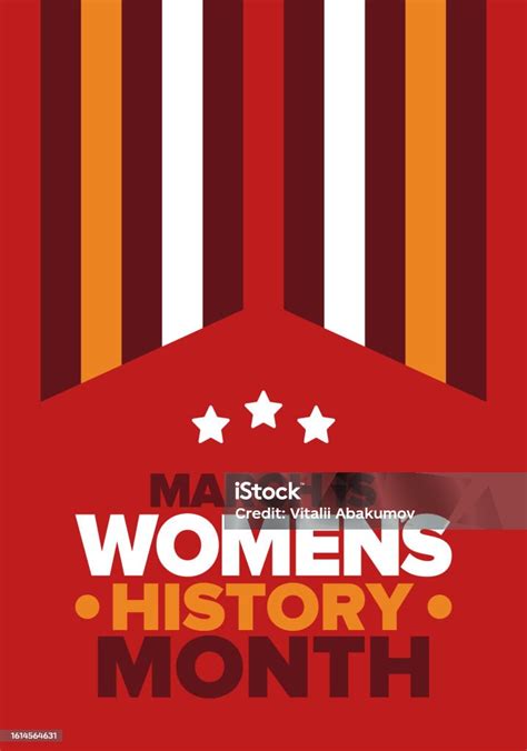 여성 역사의 달 3월에 매년 여성의 역사에 기여한 것을 기념합니다 여성 기호 여성의 권리 세계에서 소녀의 힘 포스터 엽서 배너 벡터 일러스트레이션 3월에 대한 스톡 벡터