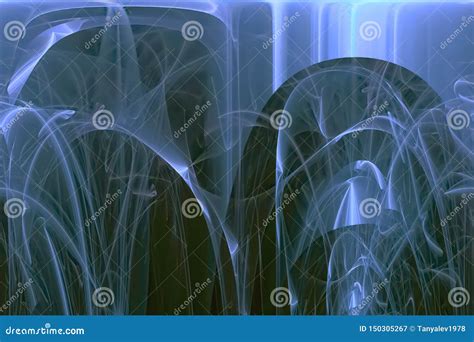Abstract Chaos Glowing Vibrant Fractal Energy Explosion Fantasy Design Curve Stock Illustration