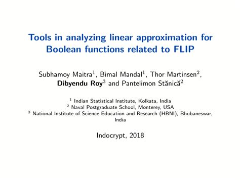 Pdf Tools In Analyzing Linear Approximation For Boolean Functions Related To Flip