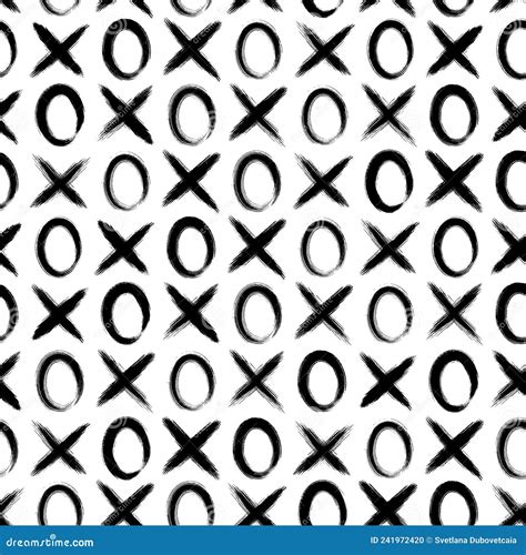 Xo Seamless Pattern X And O Background Repeated Grunge Brush Texture Black Game Tic Tac Toe