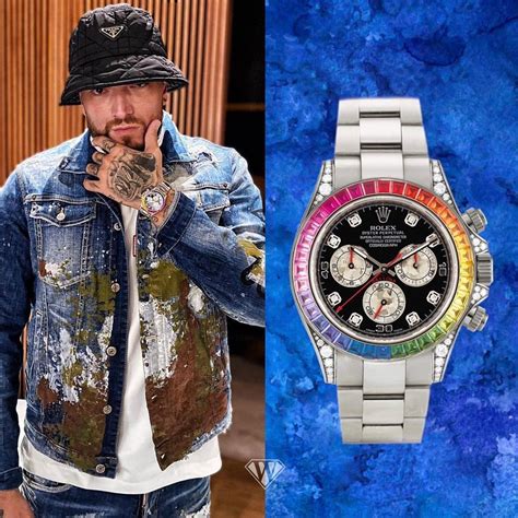 Limited 18k White Gold Rolex Rainbow Daytona Set With Baguette Cut
