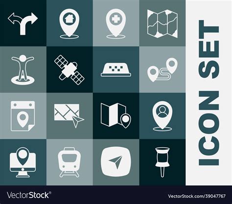 Set Push Pin Location With Person Route Location Vector Image