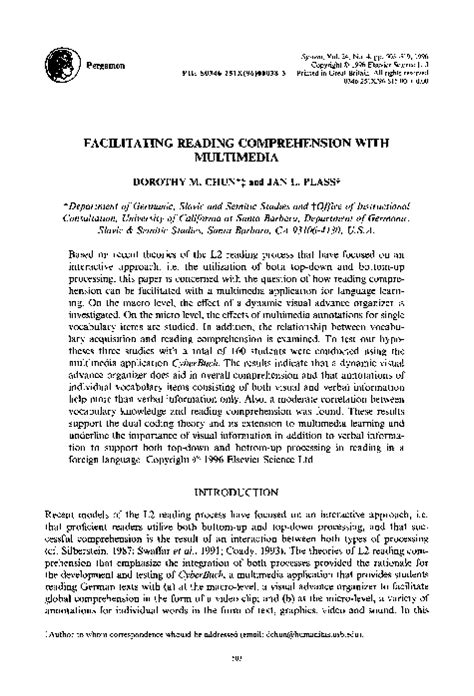 pdf facilitating reading comprehension with multimedia