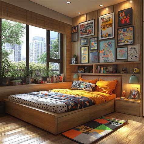 Chic And Functional Teenage Boys Modern Room Setup Premium Ai