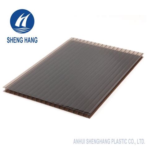 Twin Wall Polycarbonate Sheet 5800mm 4mm Twin Wall Polycarbonate Sheet Green Brown Anti Impact