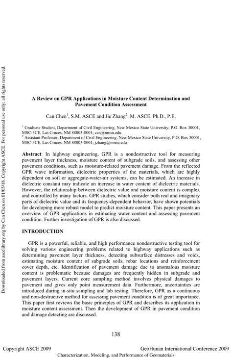 Pdf A Review On Gpr Applications In Moisture Content Determination And Pavement Condition