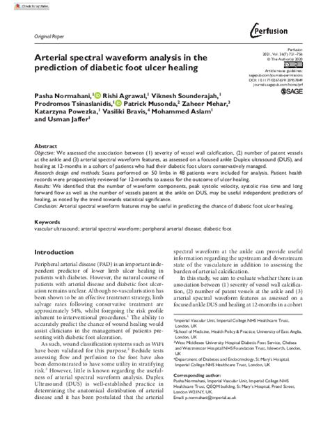 Pdf Arterial Spectral Waveform Analysis In The Prediction Of Diabetic Foot Ulcer Healing