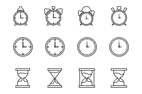 Premium Vector Time And Clock Vector Set Of Clock Alarm Clock And Hourglas In Line Art Style