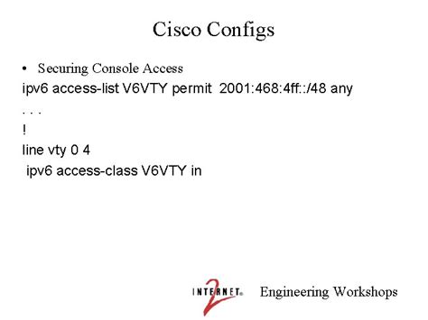 Router Configuration Engineering Workshops Cisco Router Configuration Rule