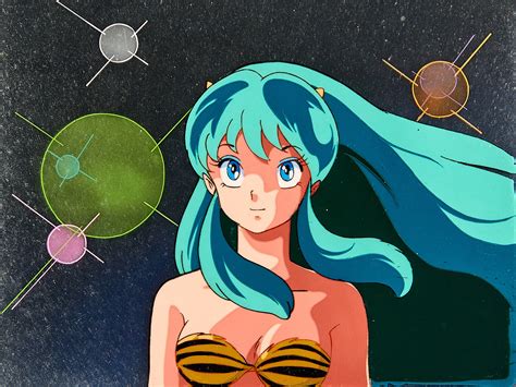 Lum Invader Animation Cels With Printed Background 拉姆賽璐璐，附印刷背景