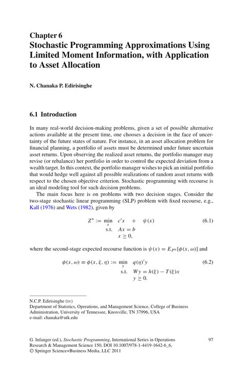Pdf Stochastic Programming Approximations Using Limited Moment Information With Application