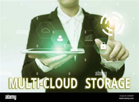 Text Caption Presenting Multi Cloud Storage Word For Use Of Multiple Cloud Computing And