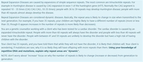 Solved Repeat Expansion Diseases Are Caused By Expansions