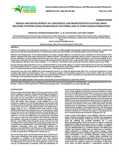 Design And Development Of Carvedilol Gastroretentive Floating Drug Delivery Systems Using