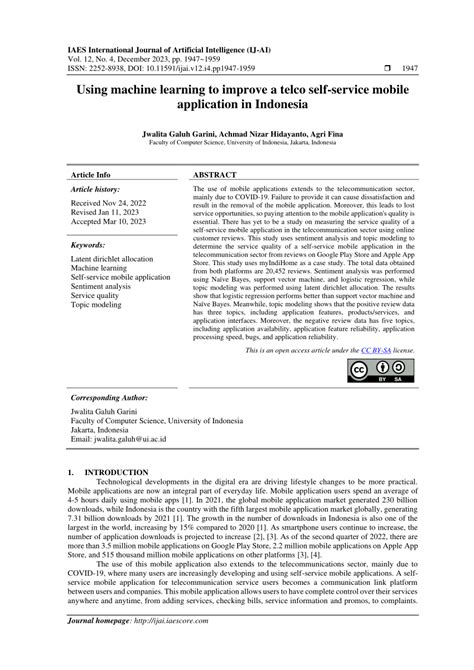 pdf using machine learning to improve a telco self service mobile