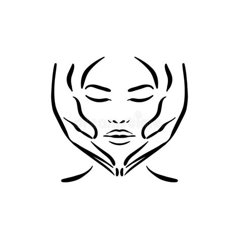 Facial Massage Icon In Outline Style Isolated On White Background Skin