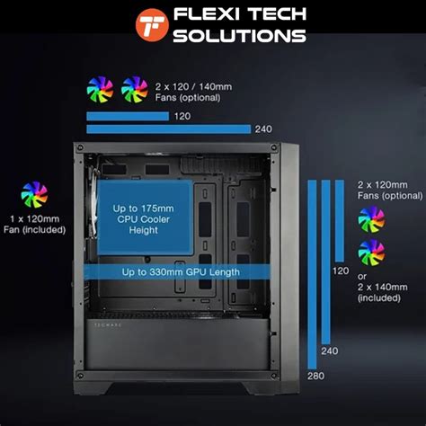 TECWARE NEO M2 TG ARGB MATX Case Black White PC Desktop Casing Flexi Tech