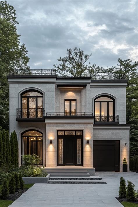 Elegant Modern Neoclassical House With Large Windows The Charm Of