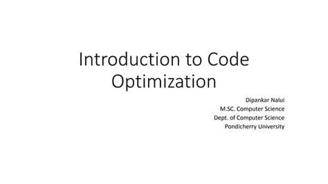 Optimization Of Basic Blocks Pptx