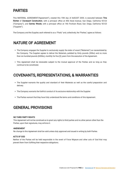 Material Transfer Agreement Template