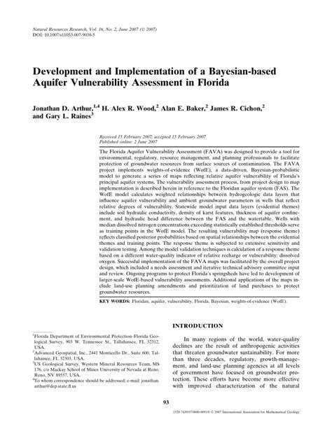 Pdf Development And Implementation Of A Bayesian Based Aquifer