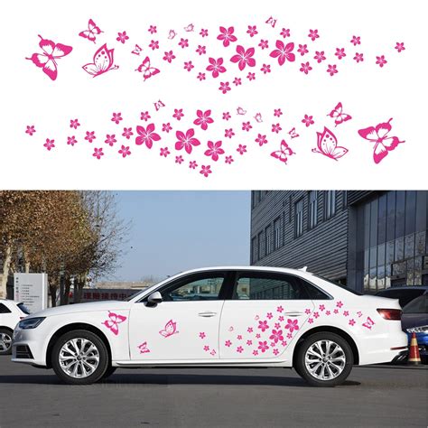 Blajr Butterfly With Flower Graphic Car Decal Car Body