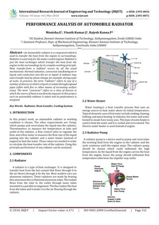 Performance Analysis Of Automobile Radiator PDF Automotive Industry Industries