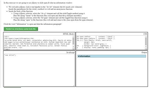 solved in this exercise we are going to use jquery to remove