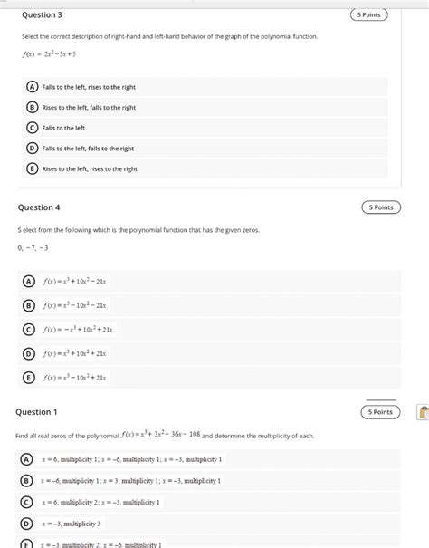 Solved Question 3 5 Points Select The Correct Description Of