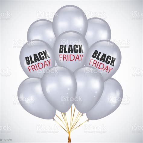 검은 금요일 판매 현실 포스터 흰색 배경에 흰색 풍선 무리 세트 디자인에 대 한 광택 풍선입니다 3차원 형태에 대한 스톡 벡터 아트 및 기타 이미지 Istock