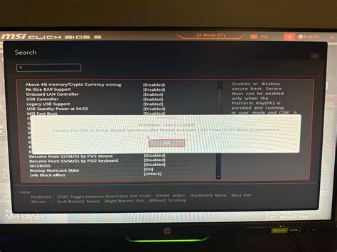 Trying To Enable Safe Boot In Bios But This Is Popping Up How Do I Disable Csm I Cant Find